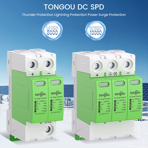 Tongou TOSP-2P/3P SPD DC 500V 20KA~40KA Safe Creepage Distances 10mm ...